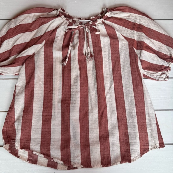 Knox Rose | Tops | Knox Rose Striped Clay Red And Cream Blouse | Poshmark